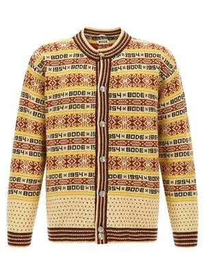 BODE BODE Marzipan Jacquard Wool Cardigan