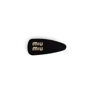 Miu Miu Velvet Hair Pin With Gold Tone Logo