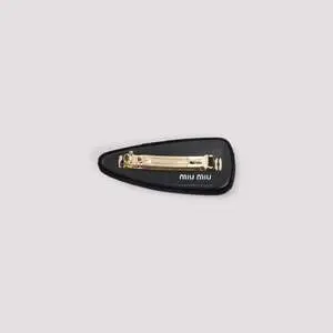 Miu Miu Velvet Hair Pin With Gold Tone Logo