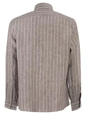 Brunello Cucinelli Easy Fit Striped Linen Shirt