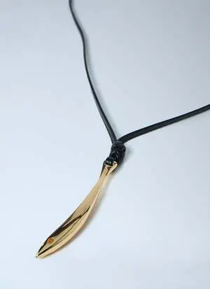 Bottega Veneta Leather Pendant Necklace - Black