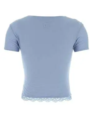 Magda Butrym Powder Stretch Cupro T-shirt With Lace Trim
