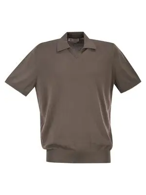 Brunello Cucinelli Cotton Polo Style Sweater - Brown