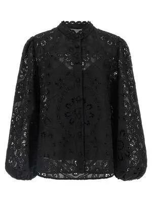 Zimmermann Rhiannon Embroidered Cotton Shirt - Black