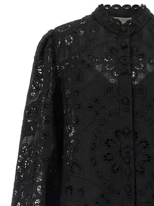 Zimmermann Rhiannon Embroidered Cotton Shirt - Black