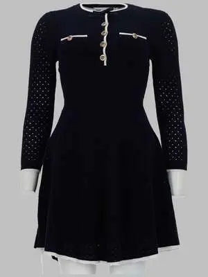SELF-PORTRAIT Knit Bow Detail Mini Dress - Blue