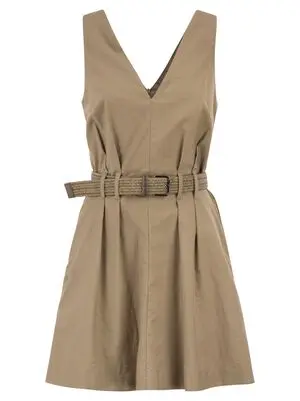 Brunello Cucinelli Brunello Cucinelli Sleeveless Braided Belt Dress Brown