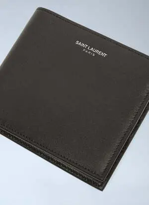 Saint Laurent Logo Print Bi-fold Wallet - Black