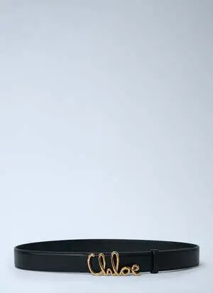 Chloé Logo Buckle Leather Belt - Black