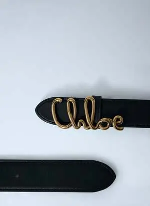 Chloé Logo Buckle Leather Belt - Black