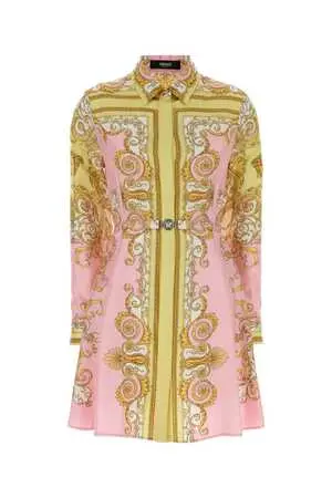 Versace Printed Silk Shirt Dress - Multicolor