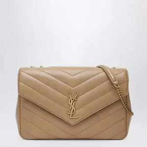 Saint Laurent Large Quilted Lambskin Shoulder Bag - Cream