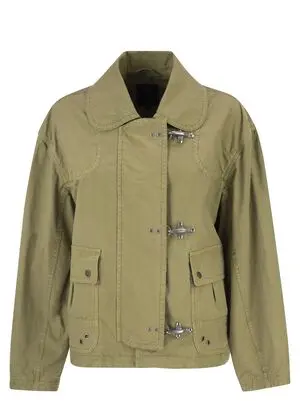 FAY Cropped Technical Cotton Jacket With Signature Hook Fastening - Multicolor