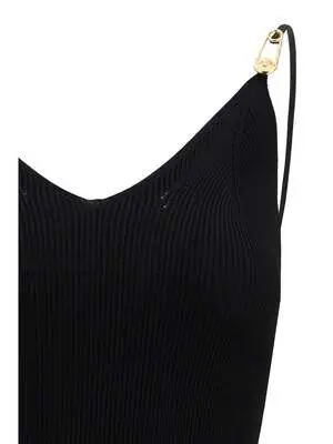 Versace Safety Pin Slip Midi Dress - Black