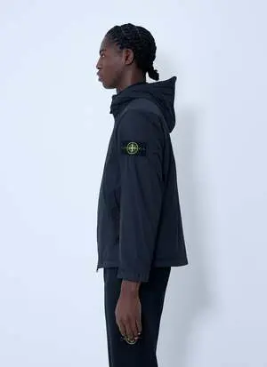 Stone Island Hooded Jacket With Compass Patch - Black