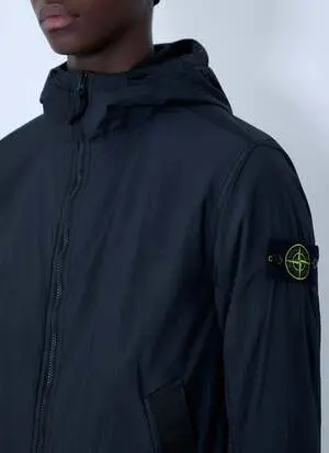 Stone Island Hooded Jacket With Compass Patch - Black