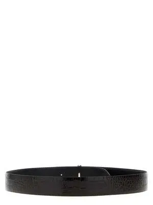 TOM FORD Reversible Crocodile Effect Leather Belt - Brown