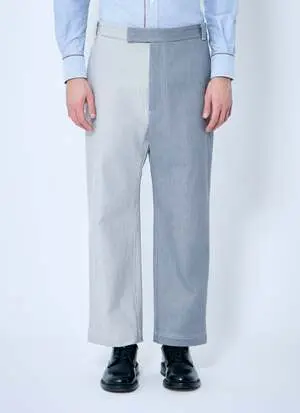 Thom Browne Tailored Contrast Paneled Cotton Pants - Gray