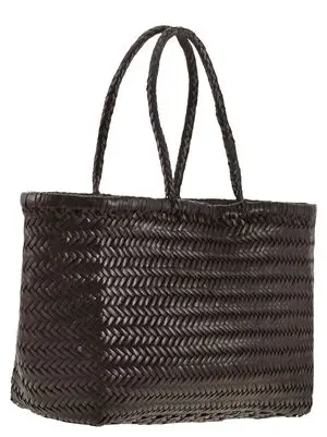 Dragon Diffusion Triple Jump Big Woven Leather Bag - Brown