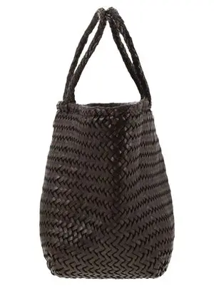 Dragon Diffusion Grace Basket Small Woven Leather Bag - Brown