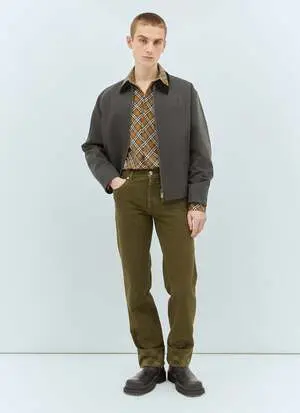Burberry Cotton Twill Pants With Check Motif Cuffs