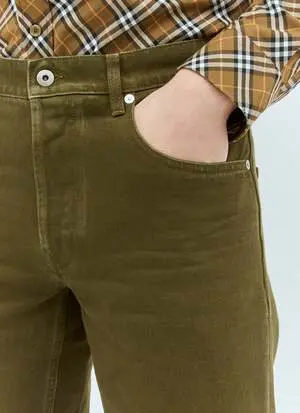 Burberry Cotton Twill Pants With Check Motif Cuffs