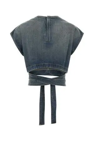 Alaïa Denim Wrap Top