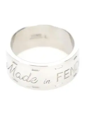 Fendi Silver Tone Engraved Brass Band Ring - Multicolor