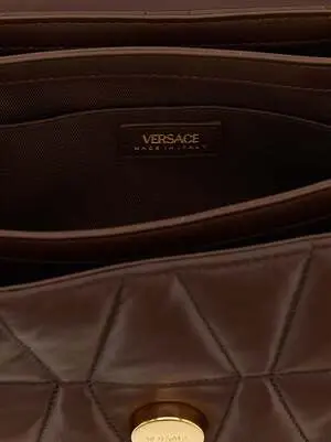 Versace Kleio Quilted Nappa Leather Shoulder Bag With Medusa '95 Detail - Brown