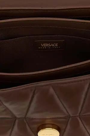 Versace Kleio Quilted Nappa Leather Shoulder Bag With Medusa '95 Detail - Brown