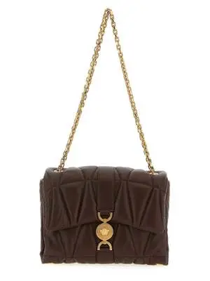 Versace Kleio Quilted Nappa Leather Shoulder Bag With Medusa '95 Detail - Brown