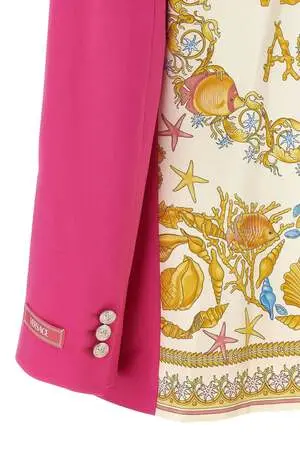 Versace Single-breasted Stretch Wool Gabardine Blazer With Medusa Detail - Pink