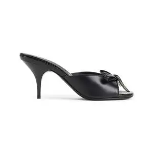 Miu Miu Lamb Leather Stiletto Slippers With Bow Detailing