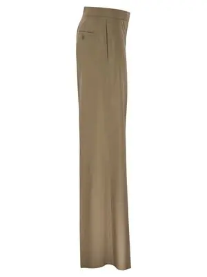 Max Mara Virgin Wool And Silk Wide-leg Trousers - Brown