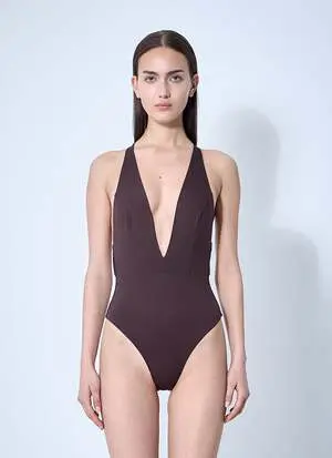 Max Mara Cristel Belted Swimsuit - Brown