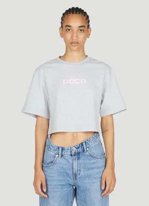 Rabanne Logo Print Cropped T-shirt - Gray