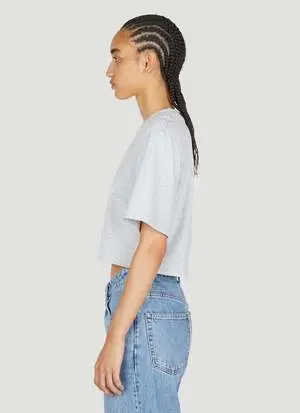 Rabanne Logo Print Cropped T-shirt - Gray