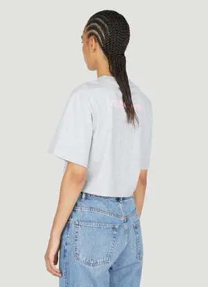 Rabanne Logo Print Cropped T-shirt - Gray