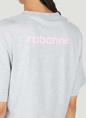 Rabanne Logo Print Cropped T-shirt - Gray