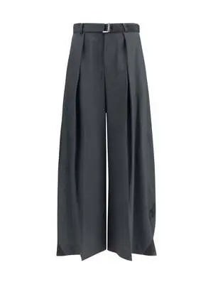 Sacai Oversized Belted Pleated Wide Leg Pants