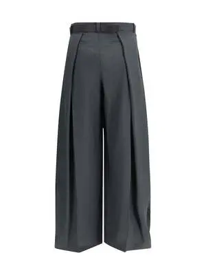 Sacai Oversized Belted Pleated Wide Leg Pants