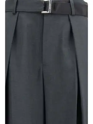 Sacai Oversized Belted Pleated Wide Leg Pants