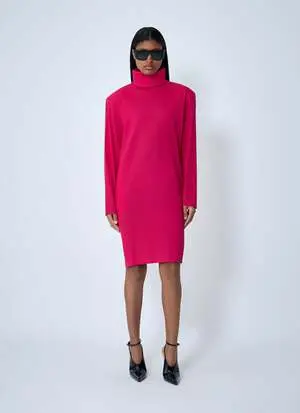 Saint Laurent High Neck Long Sleeve Dress
