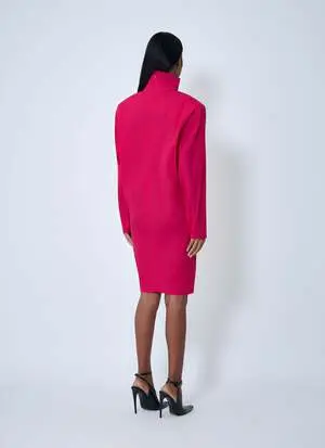 Saint Laurent High Neck Long Sleeve Dress