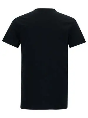 Versace Crewneck T-shirt With Medusa Logo Print In Stretch Cotton - Black