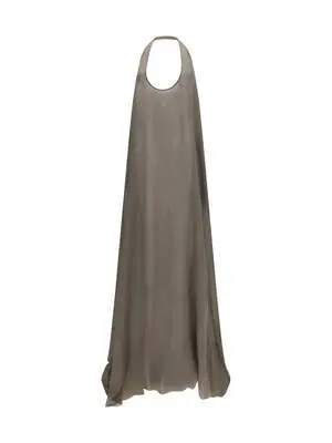Rick Owens Halter Silk Georgette Gown - Gray