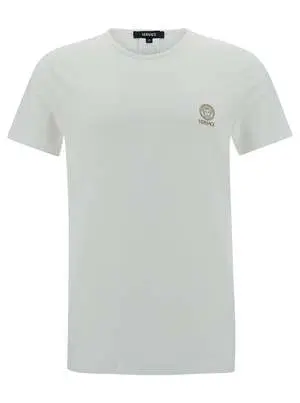 Versace Versace Men Crew Neck T-Shirt With Medusa Print On The Front In White Stretch Cotton For Men Multicolor