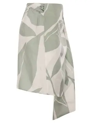 Max Mara Printed Pure Silk Wrap Skirt