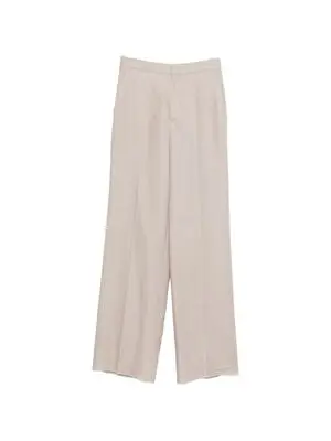 Tagliatore Beige Linen Wide Leg Trousers - Multicolor