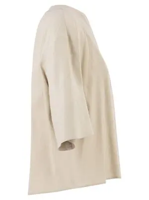 Max Mara Linen & Viscose Blend V-neck Blouse - Cream